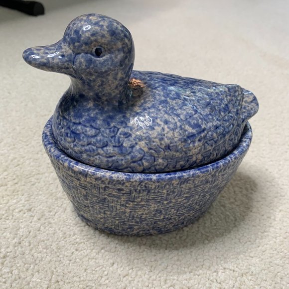 Kitchen | Blue Ceramic Duck Nesting On Basket Casserole | Poshmark
